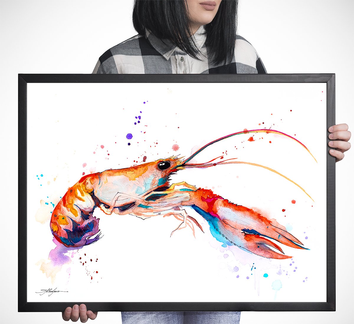 Crawfish watercolor painting print