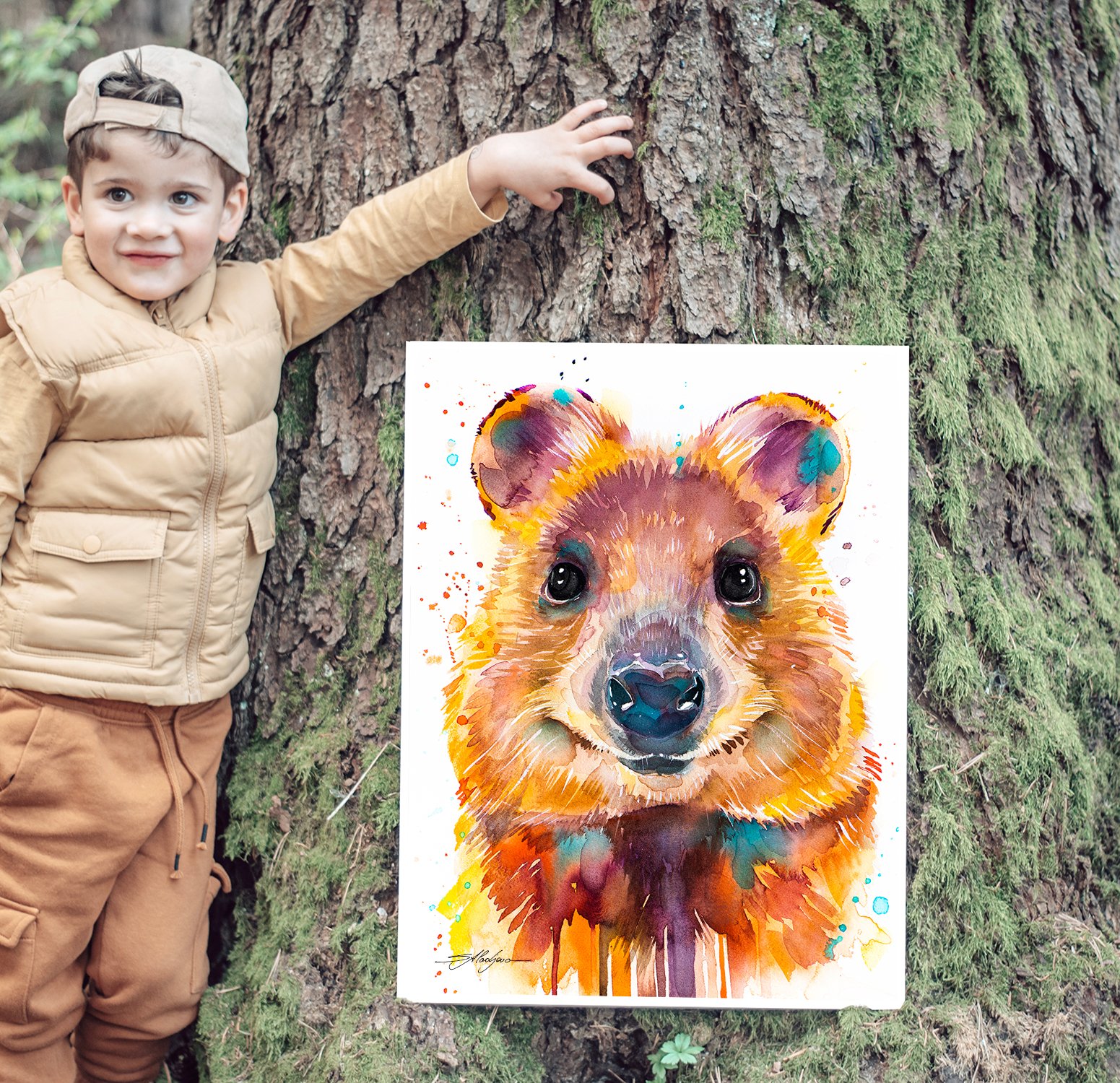 Quokka watercolor painting print
