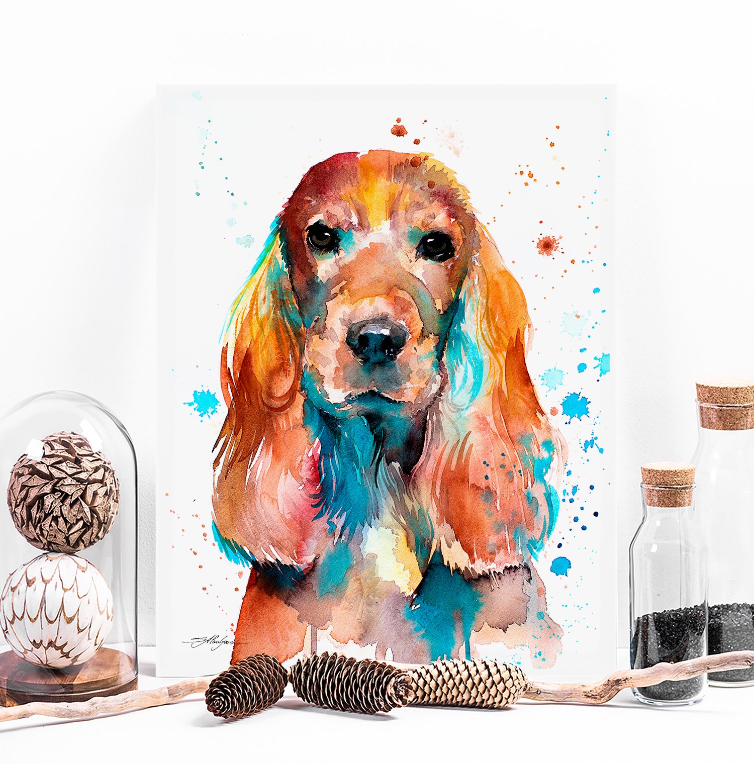 English Cocker Spaniel watercolor painting print