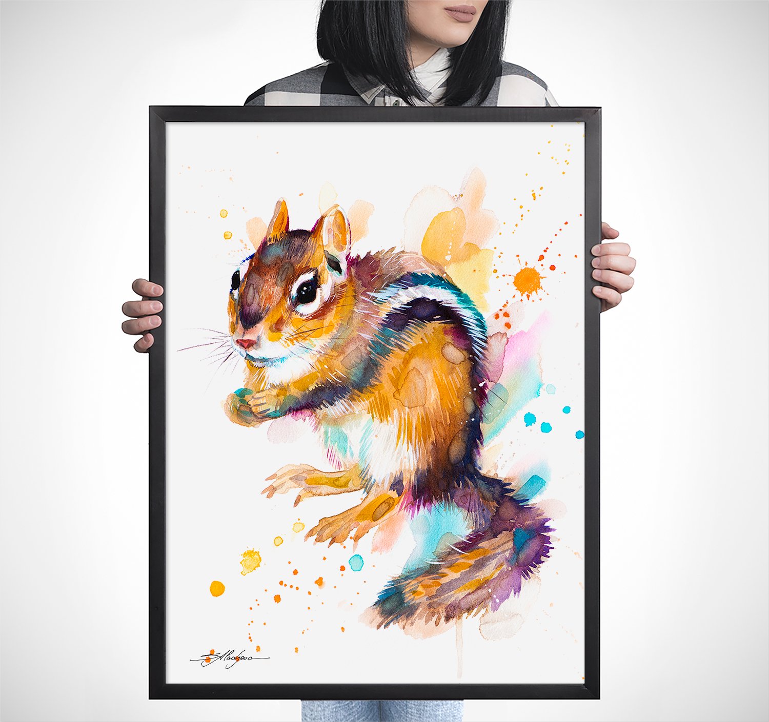 Chipmunk watercolor painting print