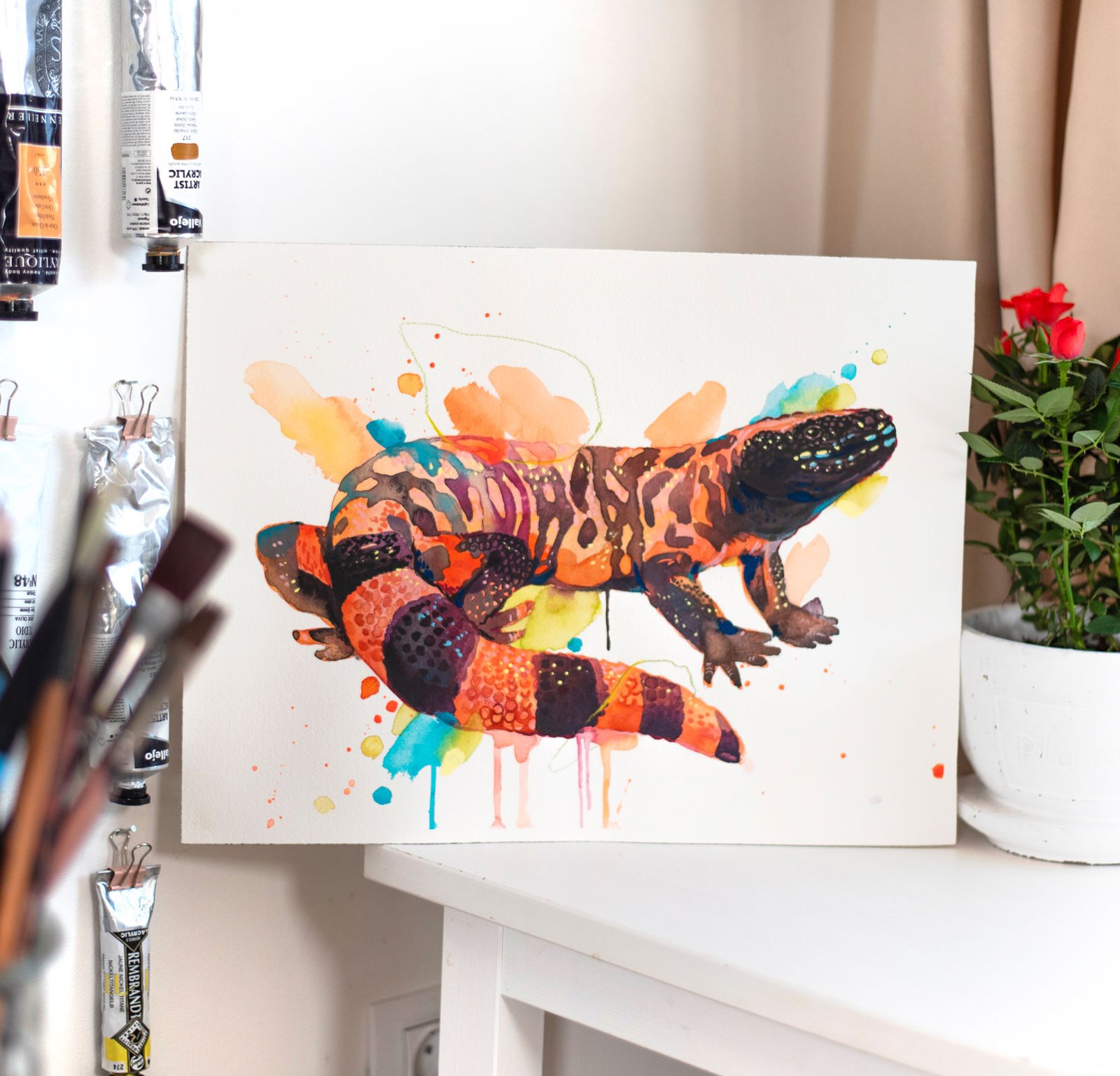 "Gila Monster lizard" Original Watercolor Painting